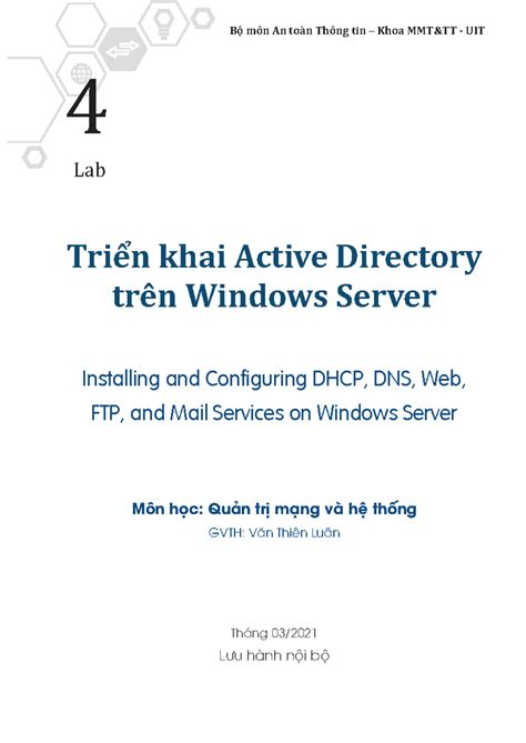 lab 4 installing and configuring dhcp dns web ftp mail services