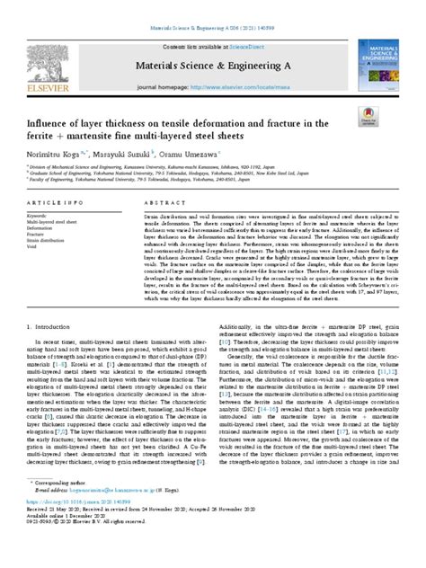 Koga 2021 Influence Of Layer Thickness On Tensile Deformation And