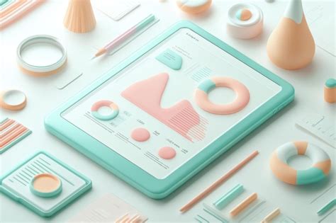 Abstract 3d Illustration Of Data Visualization With Pastel Colors