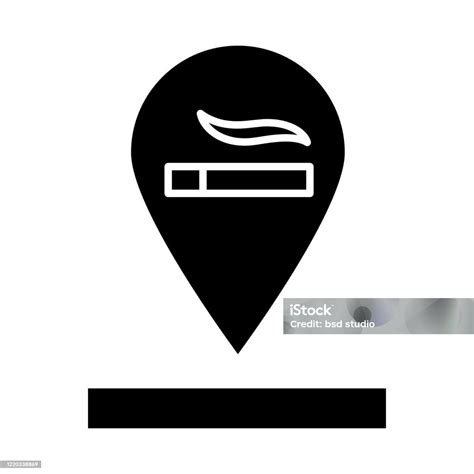 흡연은 문말 아이콘을 허용 흡연 구역 표지판 공공 건물에서 흡연자를위한 환기 공간 연기 필터링 아파트 편의 시설 실루엣 기호입니다 음수 공간입니다 벡터 절연 그림 개념에