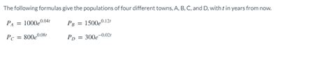 The Following Formulas Give The Populations Of Four