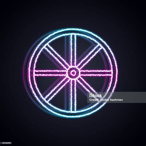 검은 색 배경에 고립 된 빛나는 네온 라인 자전거 휠 아이콘 자전거 경주 익스트림 스포츠 스포츠 장비 벡터 가장자리에 대한 스톡 벡터 아트 및 기타 이미지 Istock