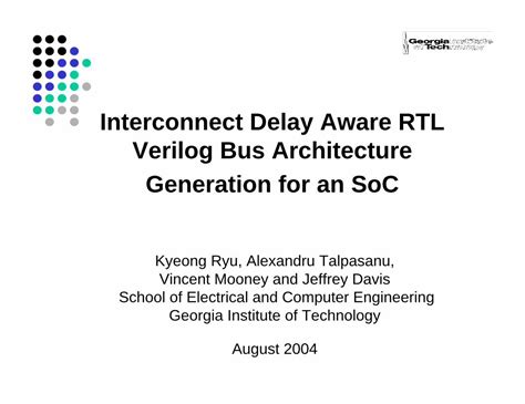 PDF Interconnect Delay Aware RTL Verilog Bus Architecture Mooney Gatech Edu Codesign