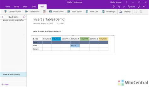 How To Insert A Table And Apply Styles In Onenote For Windows 10