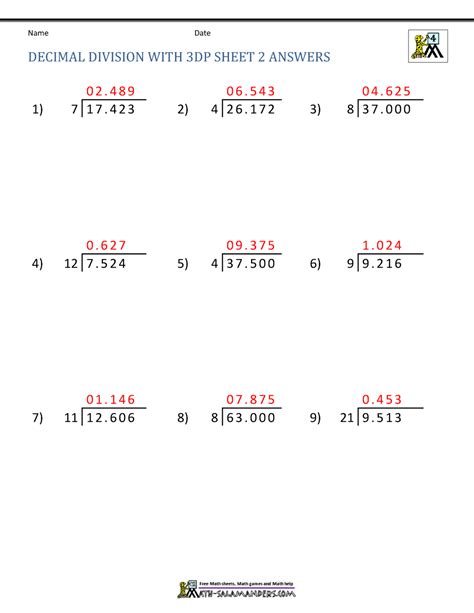 Free Decimal Division Worksheet 7th Grade Download Free Decimal