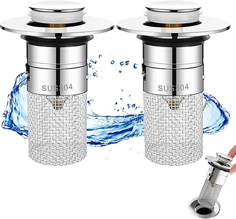 Stainless Steel Floor Drain Filter 2 Pcs Removable Basket Pop Up