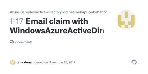 Email Claim With Windowsazureactivedirectorybearerauthentication
