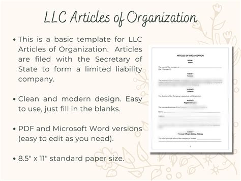 Llc Articles Of Organization Template Limited Liability Company