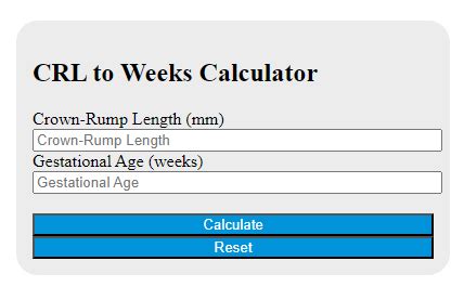 Crl To Weeks Calculator Calculator Academy