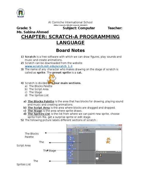 G5 Scratch Notes Pdf Scratch Programming Language Media Technology