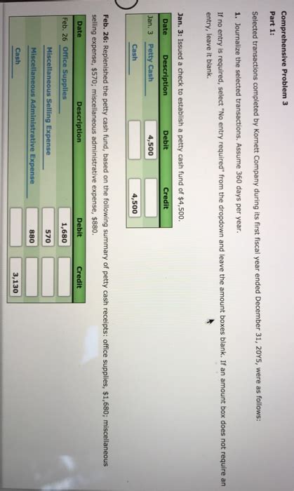 Solved Comprehensive Problem 3 Part 1 Selected Transactions