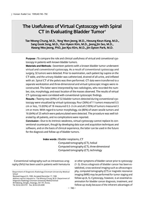 Pdf The Usefulness Of Virtual Cystoscopy With Spiral Ct In Evaluating Bladder Tumor