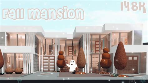 Bloxburg Modern Fall Mansion Speed Build 148k Youtube