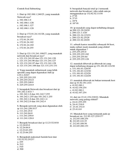 contoh soal subnetting pdf