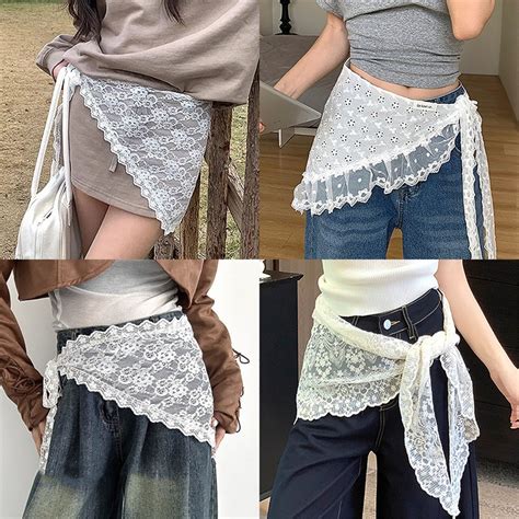 Korean Lace Mesh Waist Scarf Layered Ass Curtain Lace Headscarf Womens