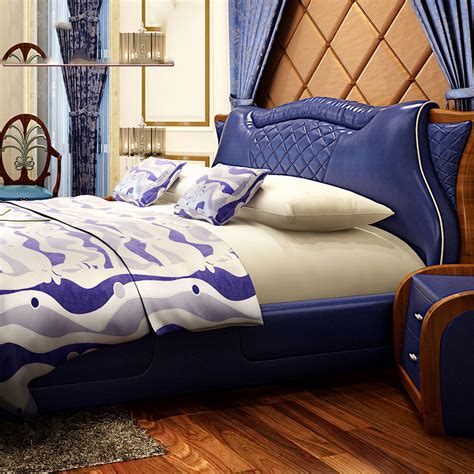 Купить кожаная кровать Ailvju современный минималистский кожаный кровать мягкая кровать кожа