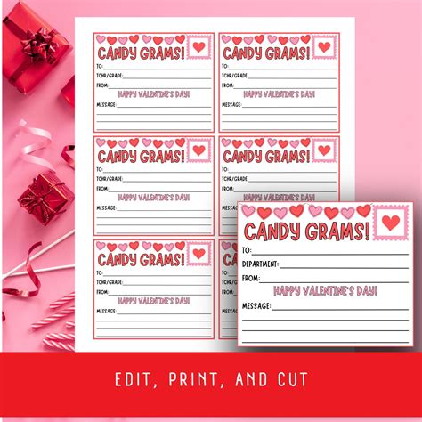 Valentine Gram Candy Gram Printable Valentine Candy Gram Candy Gram Cards Candy Gram