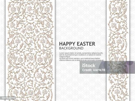 아라베스크 꽃 무늬와 행복한 부활절 배경 배너 인사말 카드 전단지를위한 좋은 디자인 템플릿 레이스에 대한 스톡 벡터 아트 및 기타 이미지 Istock