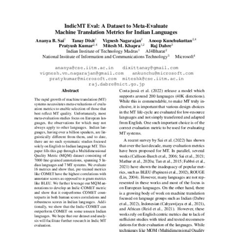 Indicmt Eval A Dataset To Meta Evaluate Machine Translation Metrics