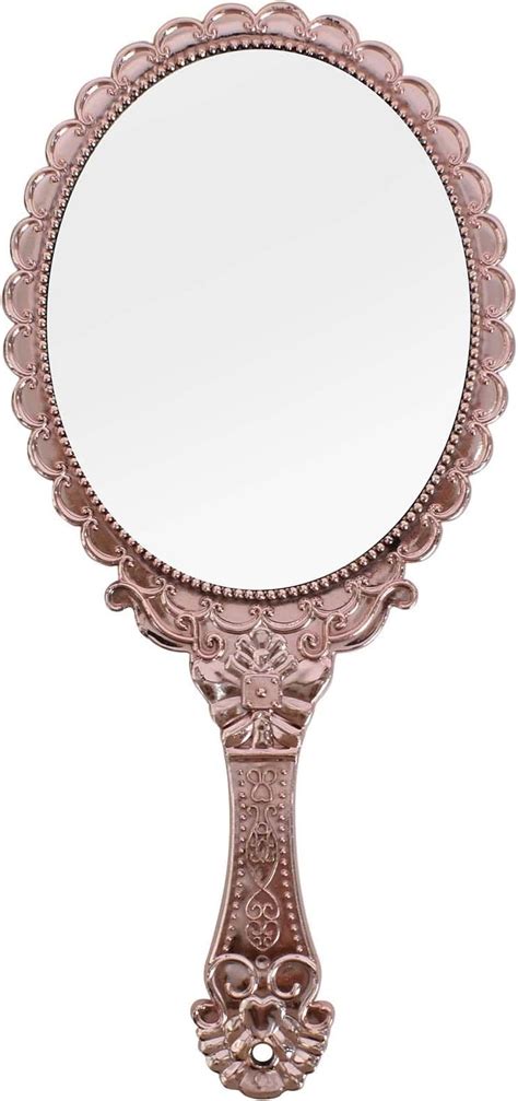 2 Pièces Rétro Miroir De Maquillage à Main Poignée Motif Ovale Vintage Outil De Beauté De