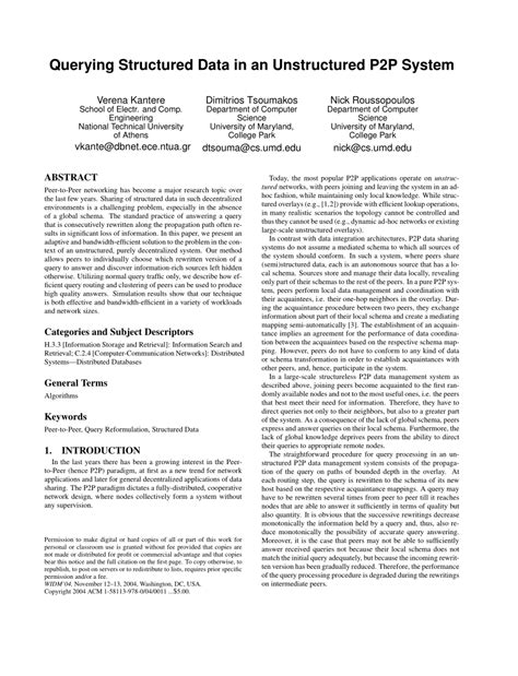 pdf querying structured data in an unstructured p2p system