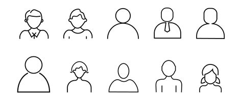 Set Of Outline Icons Related To Avatars For User Interface Linear Icon Collection Editable