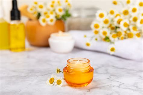 배경에 카모마일 꽃이 있는 몸과 손을 위한 크림 한방 피부과 화장품 위생 크림 천연 화장품 화장품 튜브 생태 화장품 복사 공간 개념에 대한 스톡 사진 및 기타 이미지