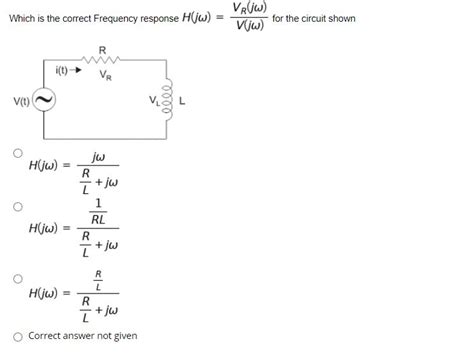solved which is the correct frequency response h jw