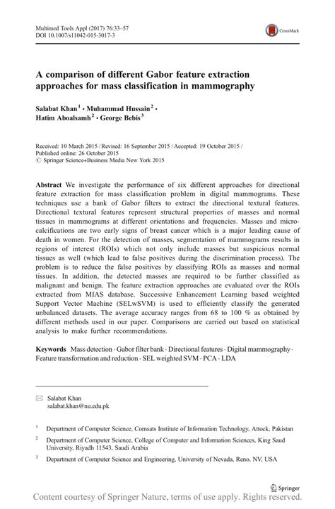 A Comparison Of Different Gabor Feature Extraction Approaches For Mass