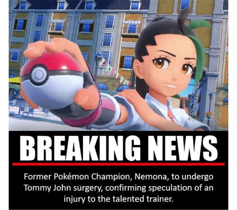 nemona to take a break while she rehabs from tommy john surgery r pokemon