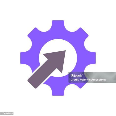 기어와 화살표 아이콘 흰색 절연 기술 또는 혁신을 위한 벡터 평면 그림 기술 그림입니다 기어 통합 변경에 대한 스톡 벡터 아트 및 기타 이미지 Istock