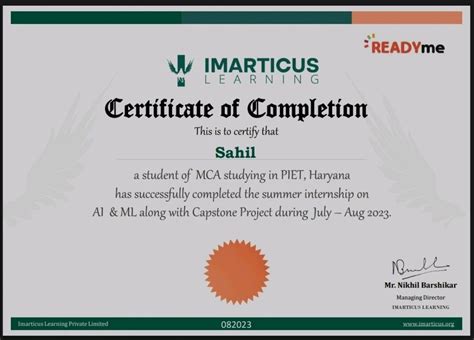 Sahil Saini On Linkedin Summerinternship Imarticuslearning