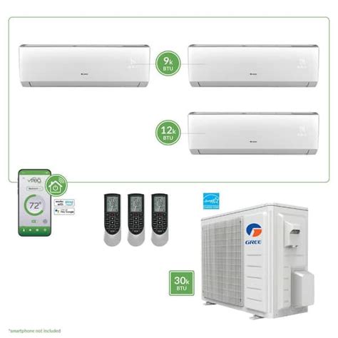 Boreal 21 Seer 36000 Btu 3 Ton Dual Zone Ductless Mini Split Air