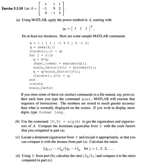 solved exercise 5 3 10 let a 1 9 2 0 1 2 a using matlab