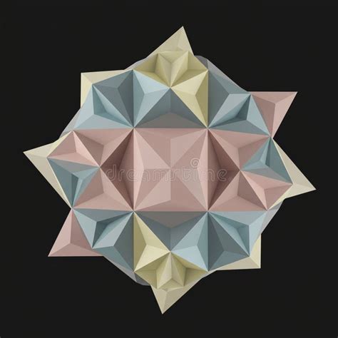 A Complex Geometric Structure Composed Of Interlocking Pyramid Like Shapes In Stock Illustration