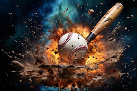 Premium Photo Baseball Bat Striking In The Explosion