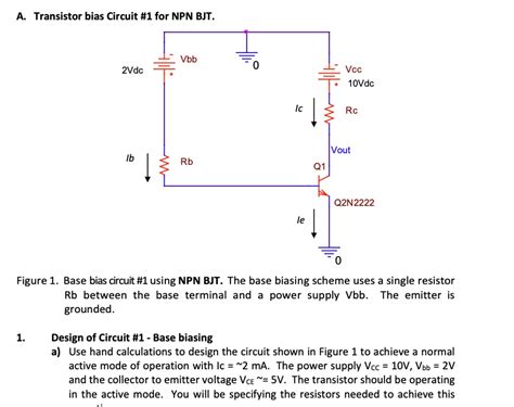 Solved Transistor Bias Circuit 1 For Npn Bjt Vbb 2vdc Vcc 10vdc