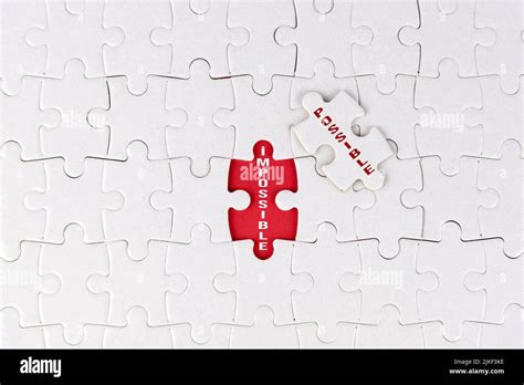 White Jigsaw Puzzle Pieces Background And Text On Red Life Possibility And Business Strategy