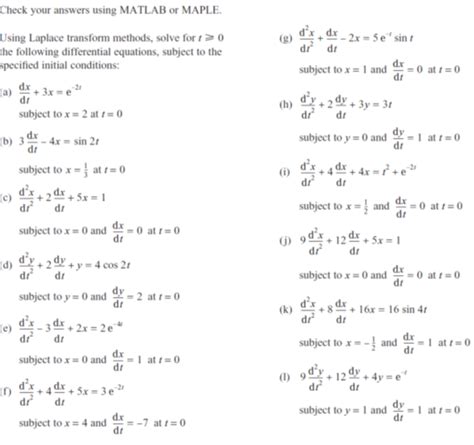 Solved Check Your Answers Using Matlab Or Maple Using