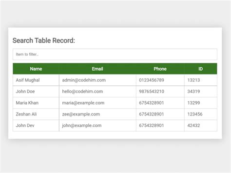 19 Javascript Search Box For Table Example And Tutorial — Codehim