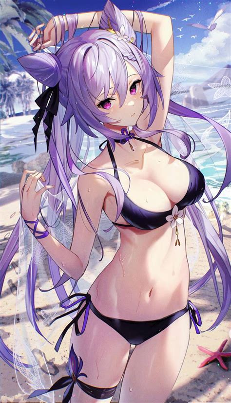 Keqing At The Beach Scrolller