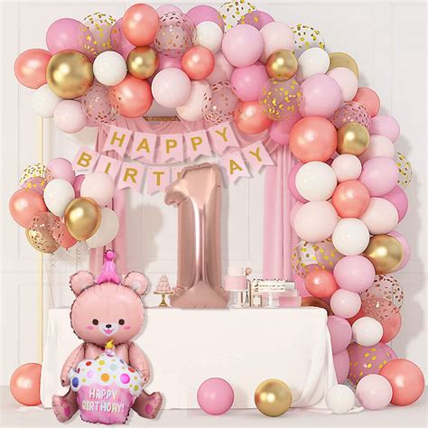 Feliz Cumpleaños Niña Primer Cumpleaños Globos De Helio Mi Primer