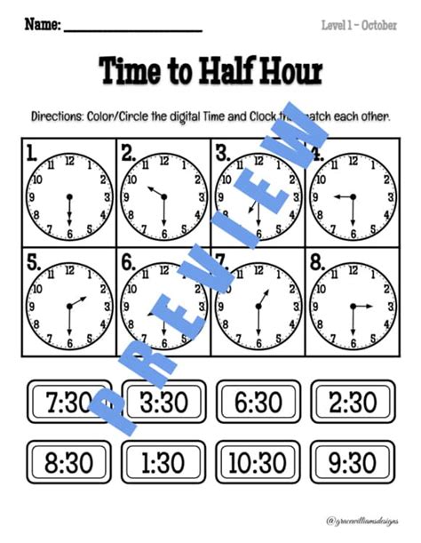 Level 1 Time Lessons 12 Month No Prep By Gracewilliamsdesigns Tpt