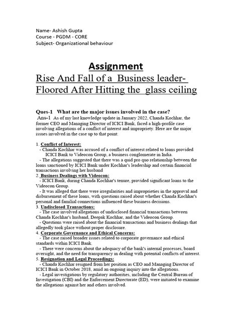 assignment ashish gupta pdf leadership conflict of interest