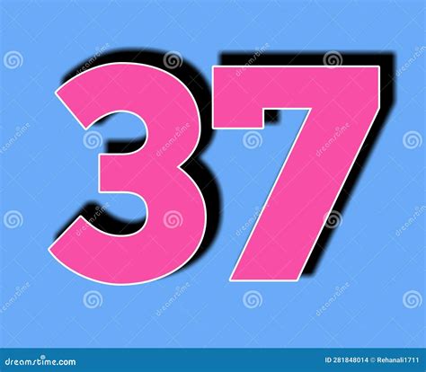 Number 37 Thirty Seven With Shadow On Blue Background Stock Illustration Illustration Of