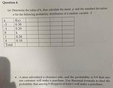 Solved A Determine The Value Of K Then Calculate The Mean Chegg