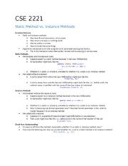 Static And Instance Methods CSE Static Method Vs Instance Methods Common Features Static