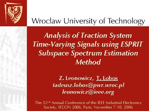 Analysis Of Traction System Timevarying Signals Using Esprit