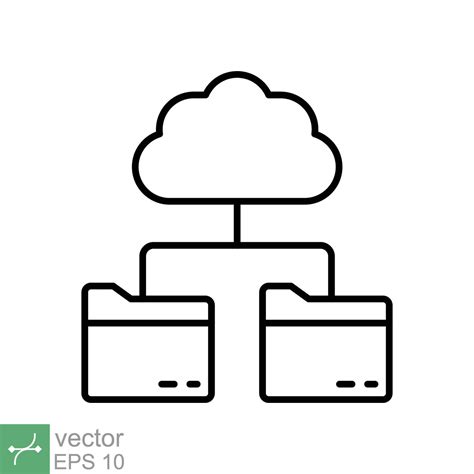 Cloud Storage Icon Simple Outline Style Digital File Organization Service Upload Computer