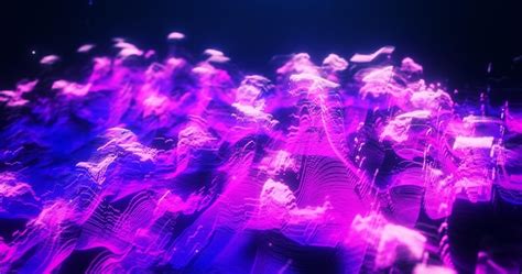 Premium Photo Abstract Purple Futuristic Landscape Of Particles And Dots Of Energetic Magic